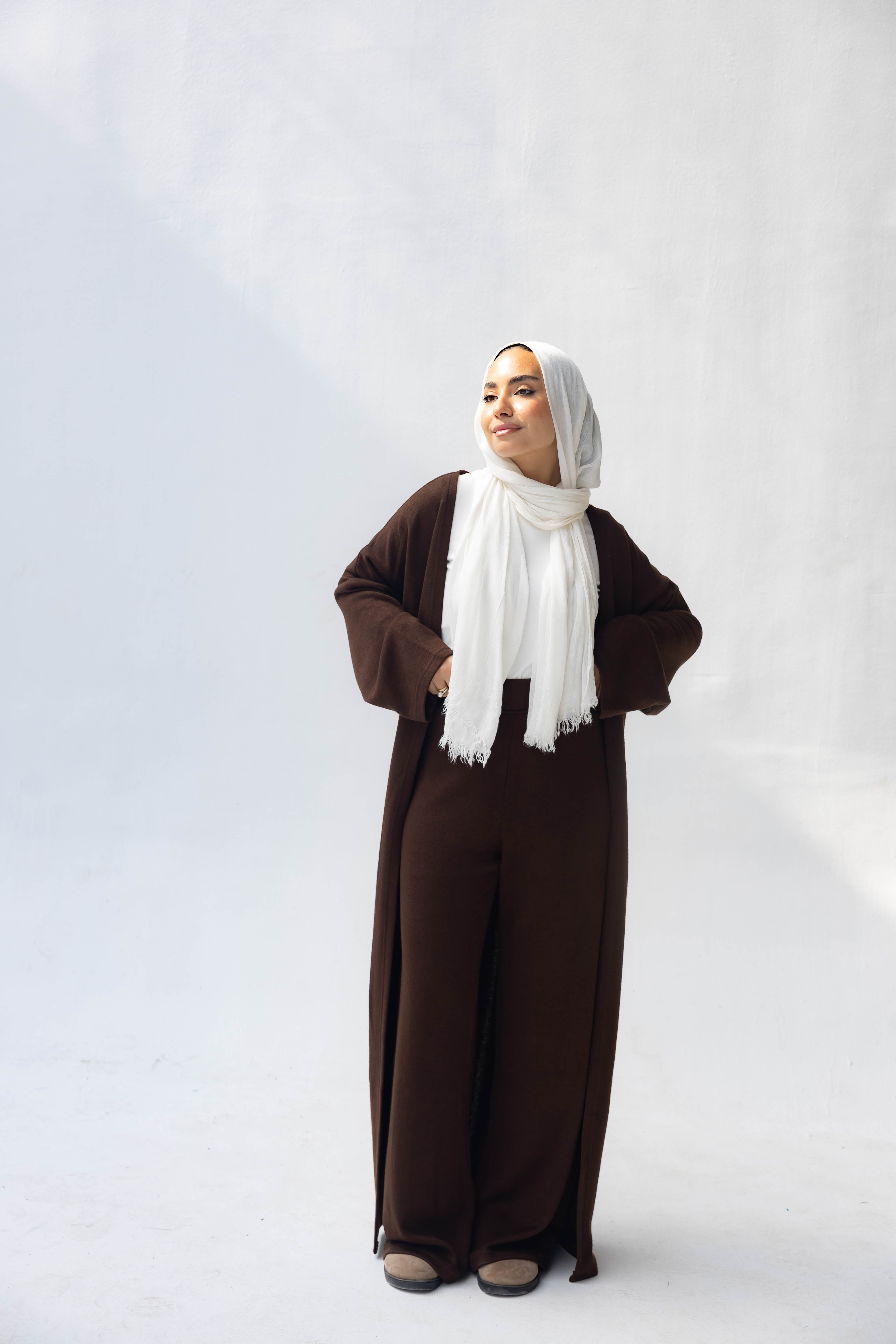 Elegant Ease Knit Set Choclate – Qamar Shop
